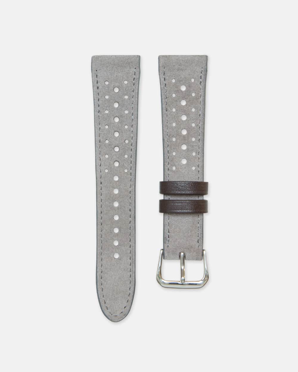 Rallye Watch Strap - Grey cowhide suede leather