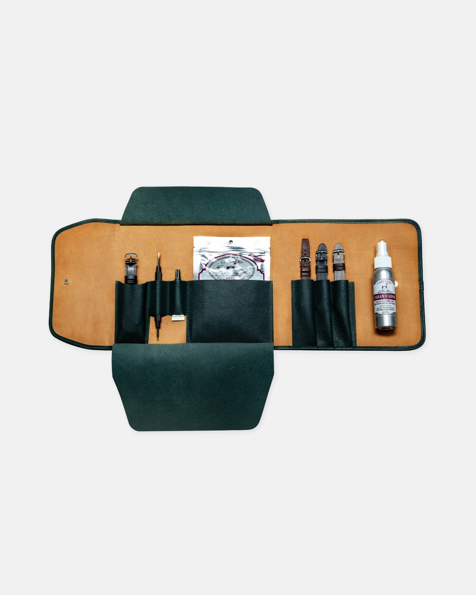 WATCH CARE KIT WITH GRAINED LEATHER POUCH