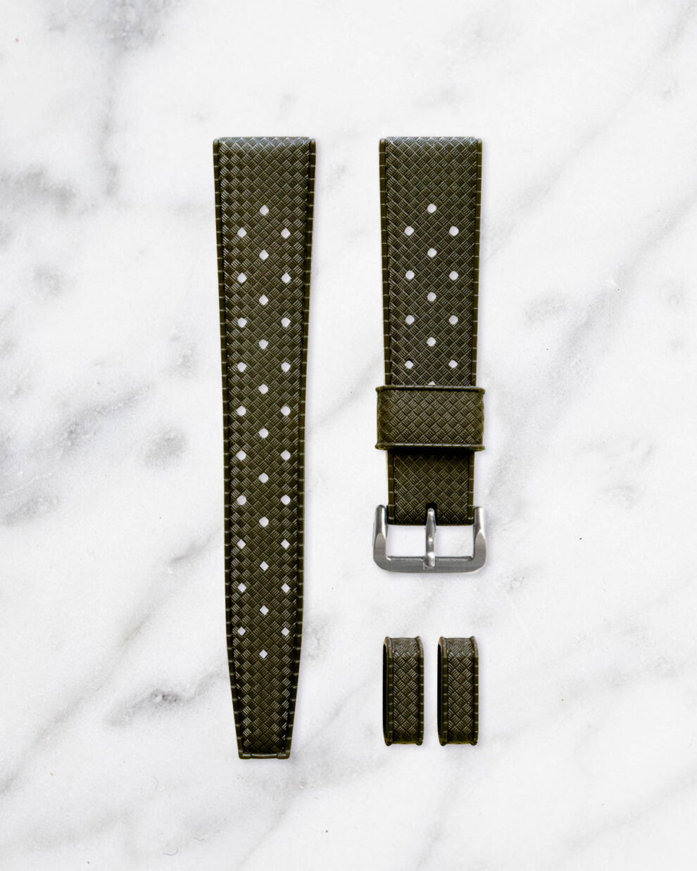 Rubber Strap - Vulcanised Natural Rubber - Khaki - Stainless Steel Buckle