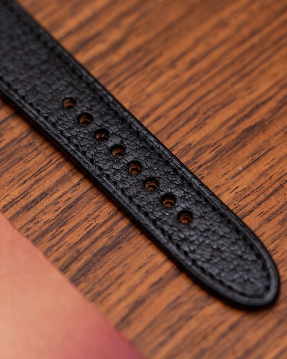 Watch Strap - Black Pigskin Leather - Handmade by French craftsmen