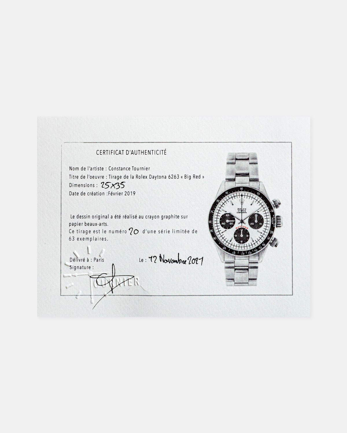 Framed Print - Rolex Daytona 6263 "Big Red" - Contance Tournier