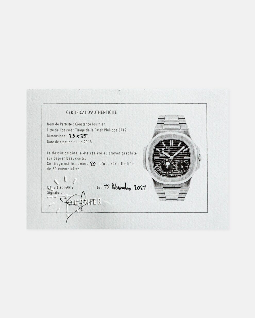 Tirage Encadré - Patek Philippe Nautilus 5712 - Constance Tournier