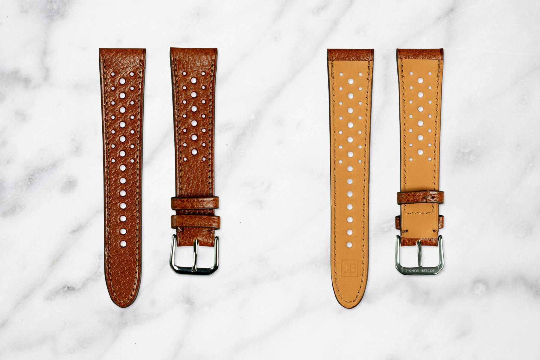 Rallye Watch Strap - Gold Pigskin Leather - Handmade in France