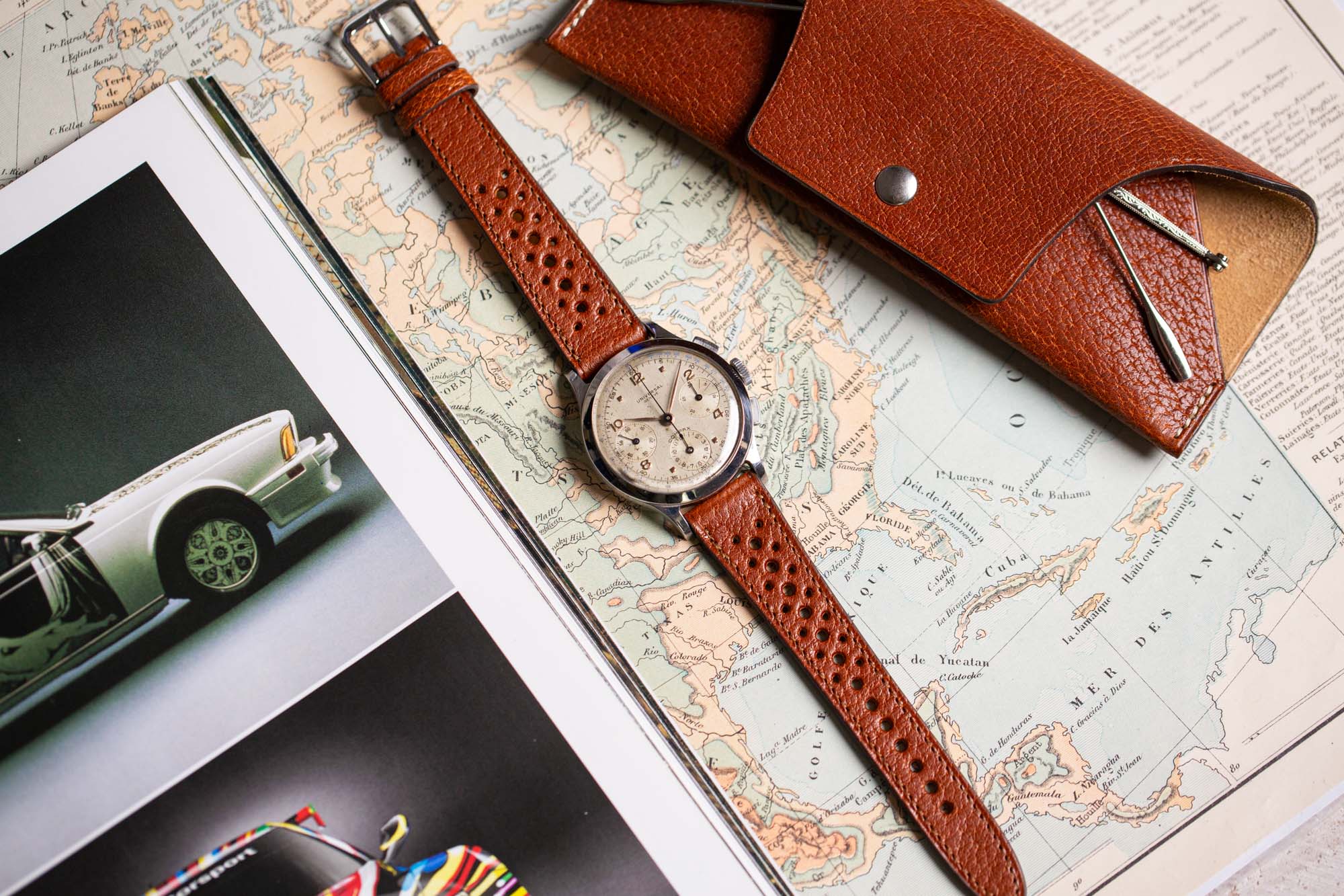 Rallye Watch Strap - Gold Pigskin Leather - Handmade in France