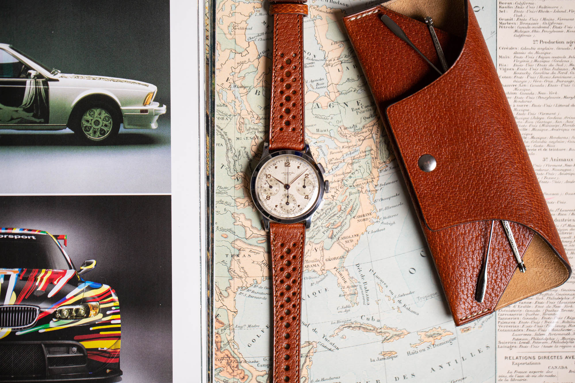 Rallye Watch Strap - Gold Pigskin Leather - Handmade in France