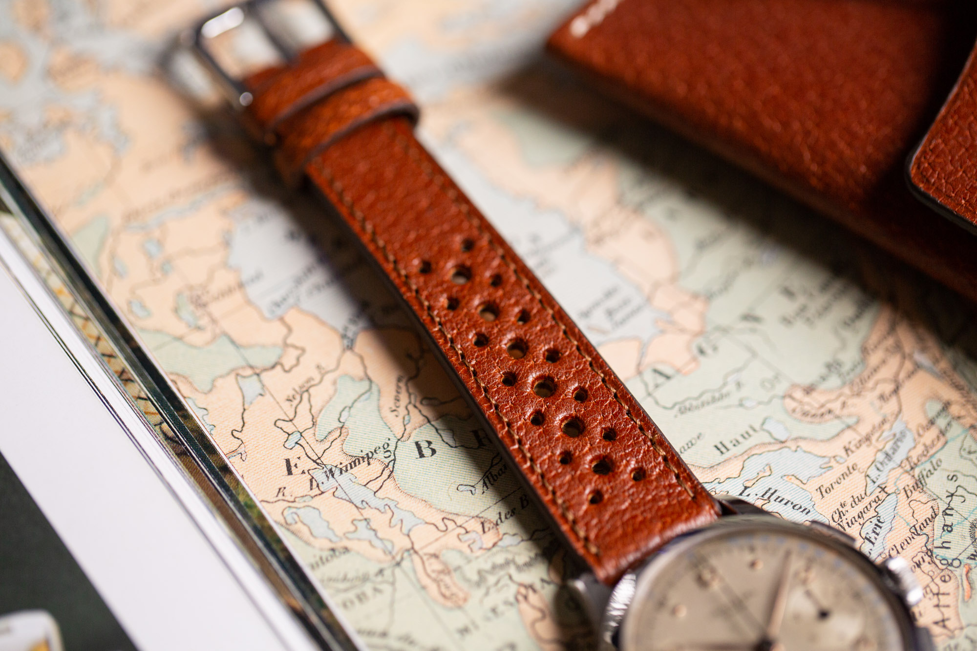 Rallye Watch Strap - Gold Pigskin Leather - Handmade in France