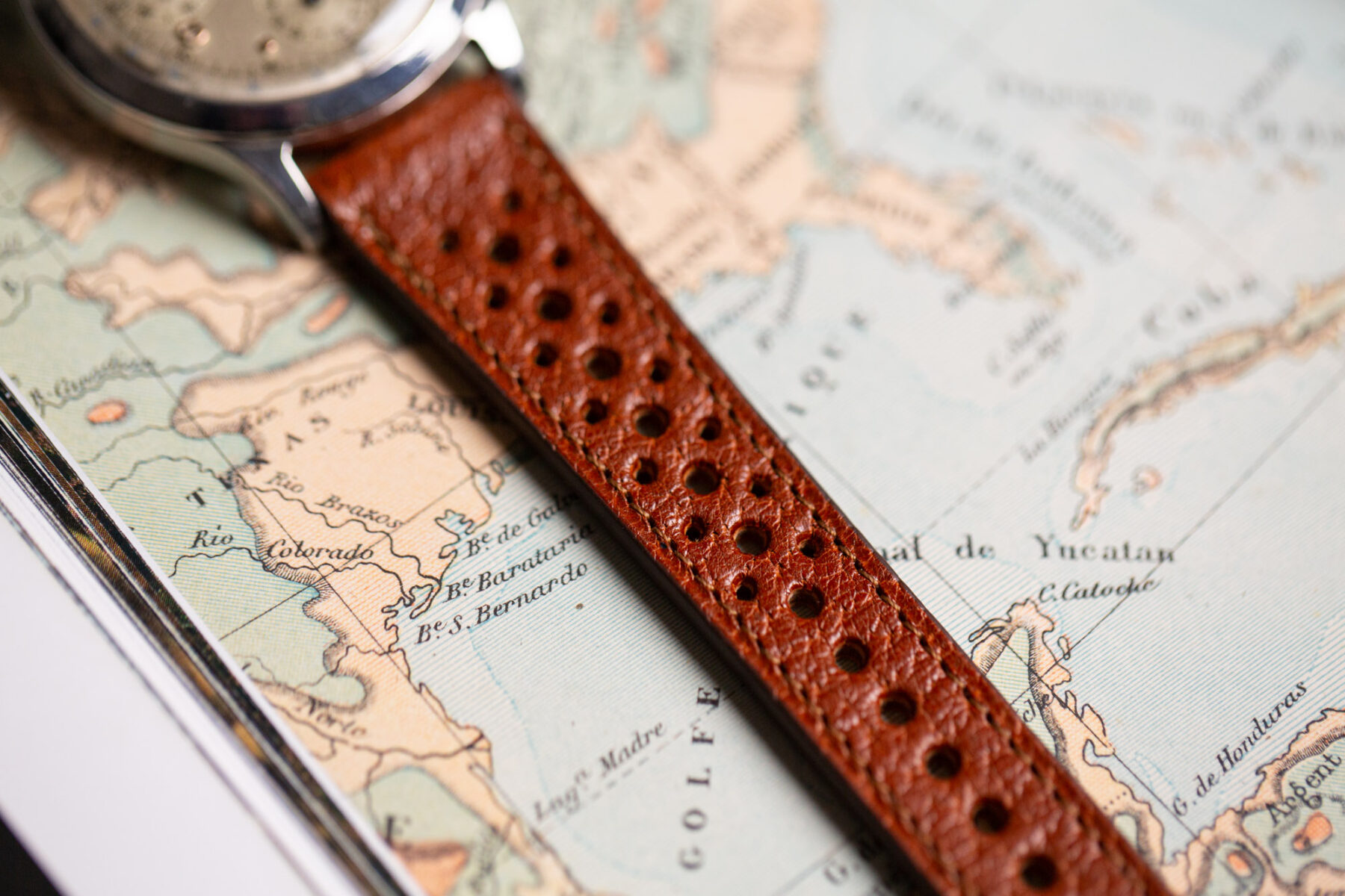 Rallye Watch Strap - Gold Pigskin Leather - Handmade in France