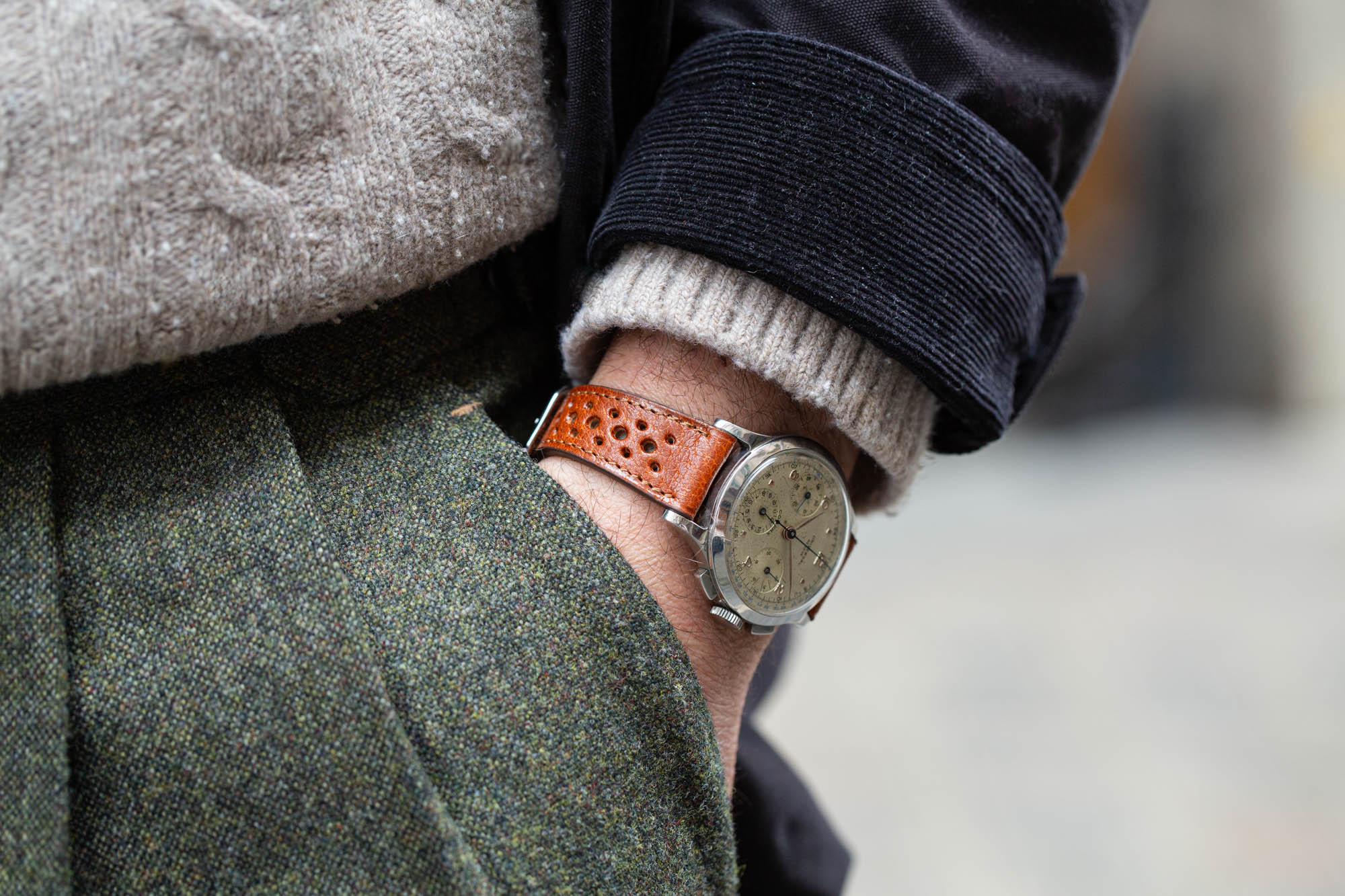 Rallye Watch Strap - Gold Pigskin Leather - Handmade in France