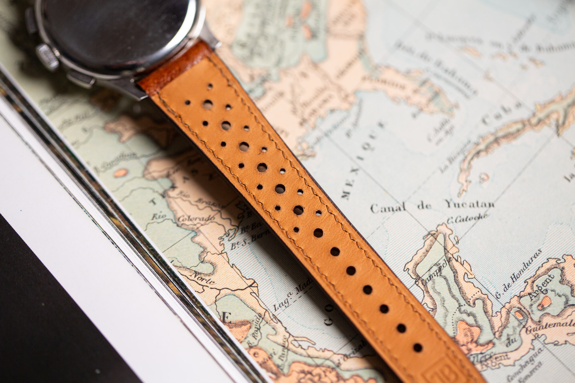 Rallye Watch Strap - Gold Pigskin Leather - Handmade in France
