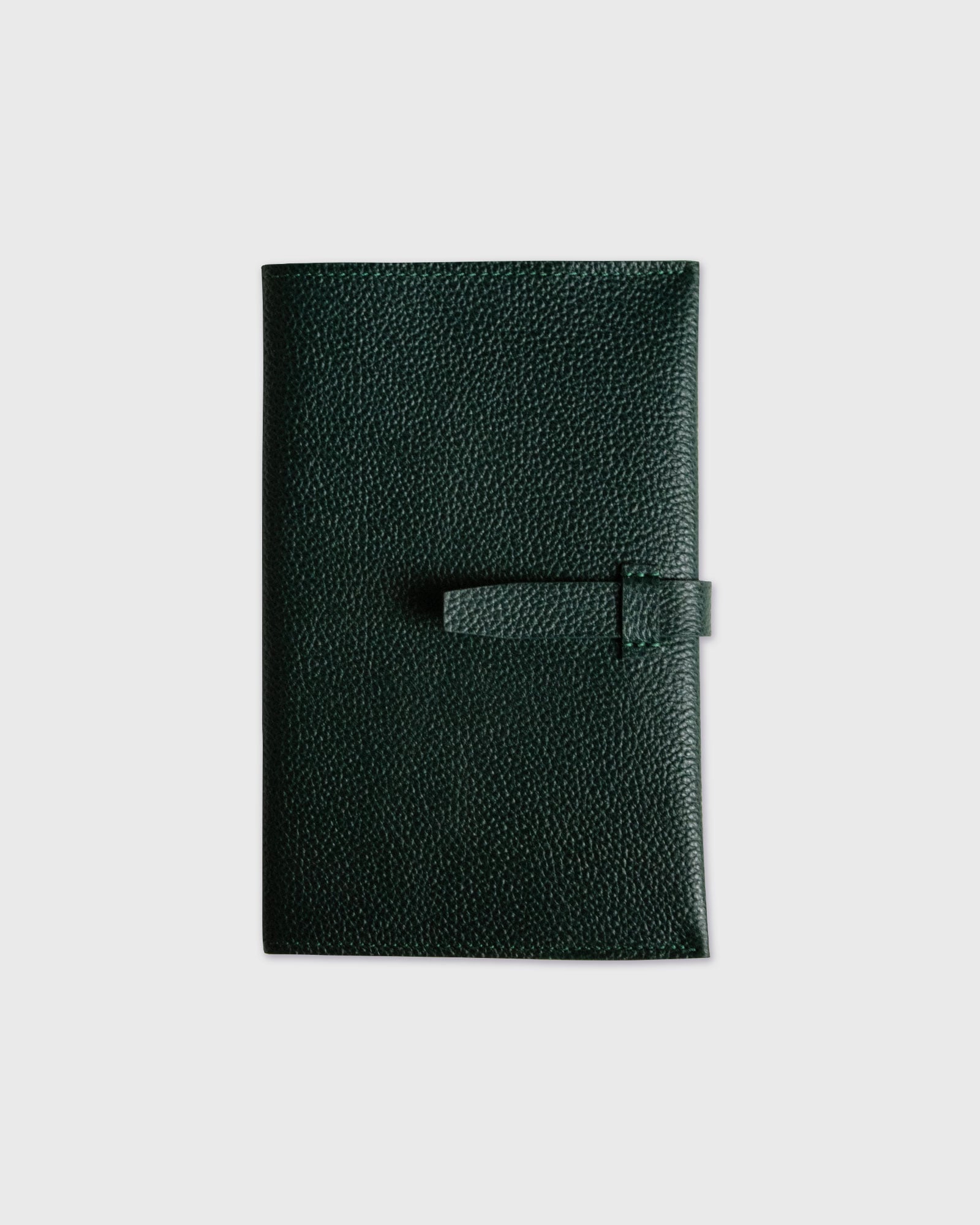 Notebook Cover - Grained Forest Green Leather - Handmade in France